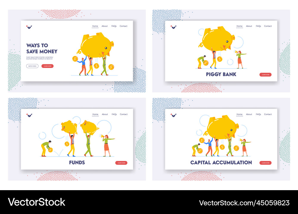 Capital accumulation landing page template set Vector Image