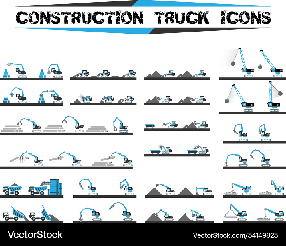 Construction truck icons collection Royalty Free Vector
