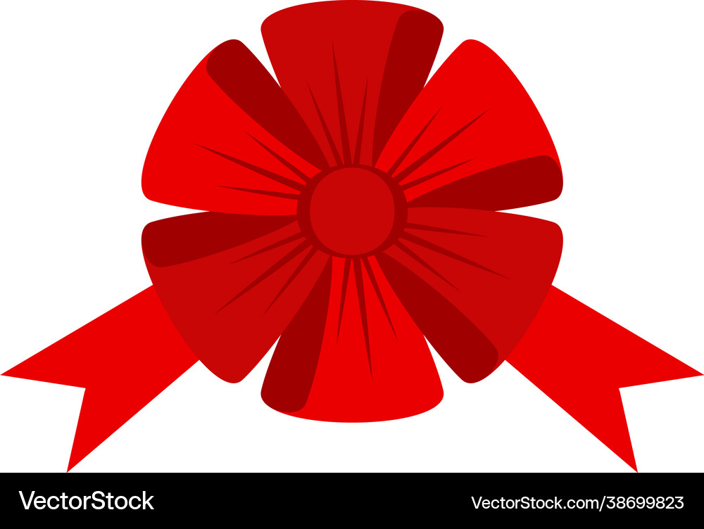 Decorative festive red bow icon for greeting Vector Image