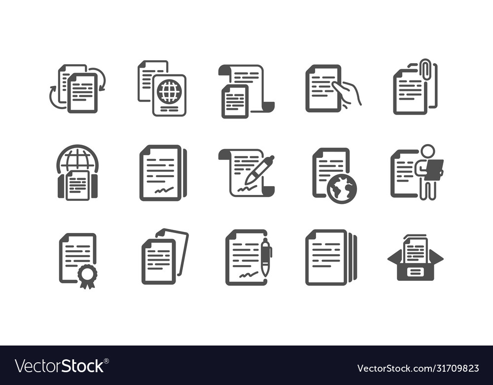 Documents icons set contract agreement copy Vector Image Documents icons set contract agreement copy Vector Image