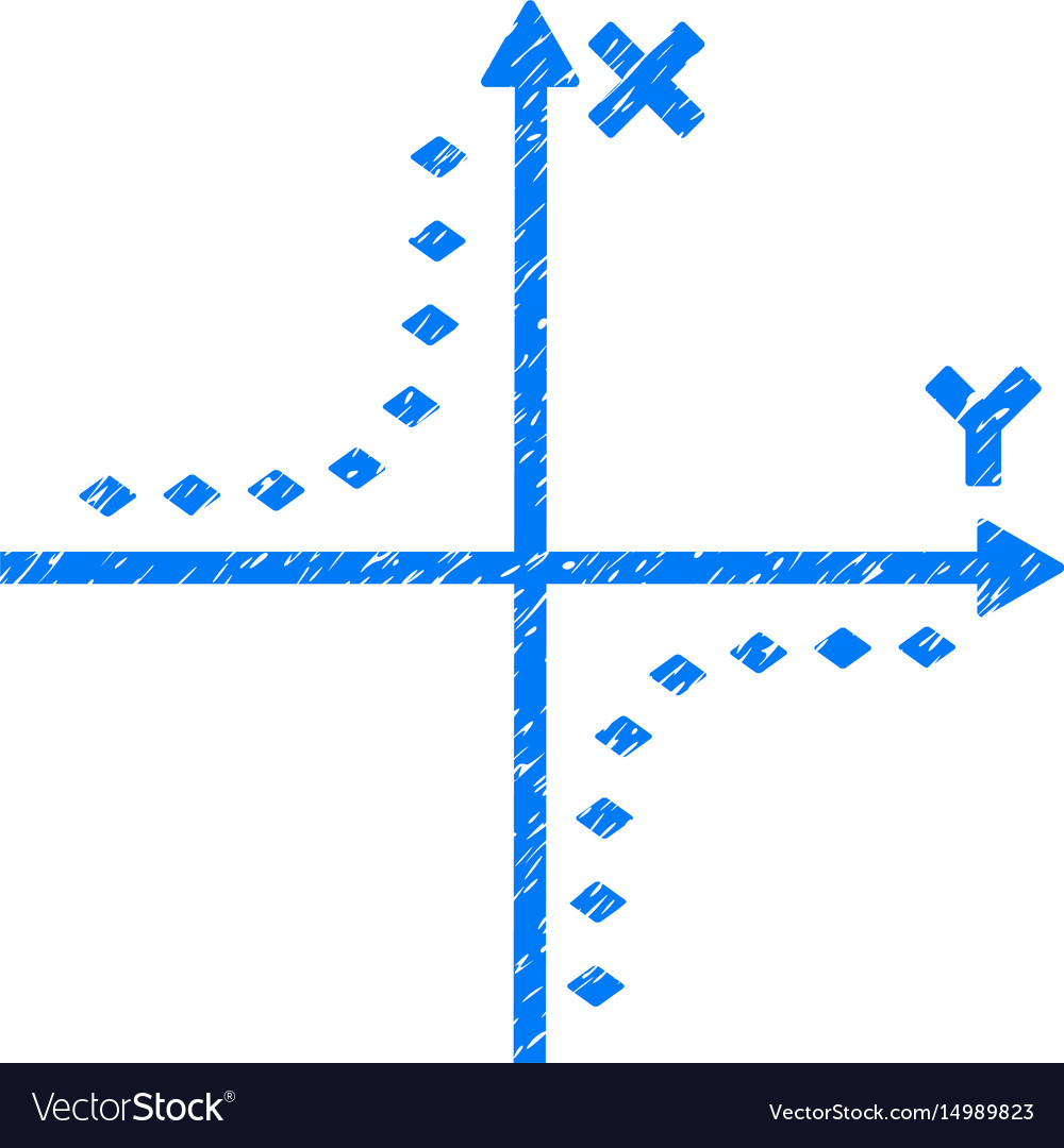 Dotted hyperbola plot grunge icon Royalty Free Vector Image