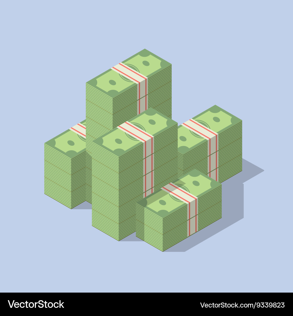 Pile cash isometric Royalty Free Vector Image - VectorStock
