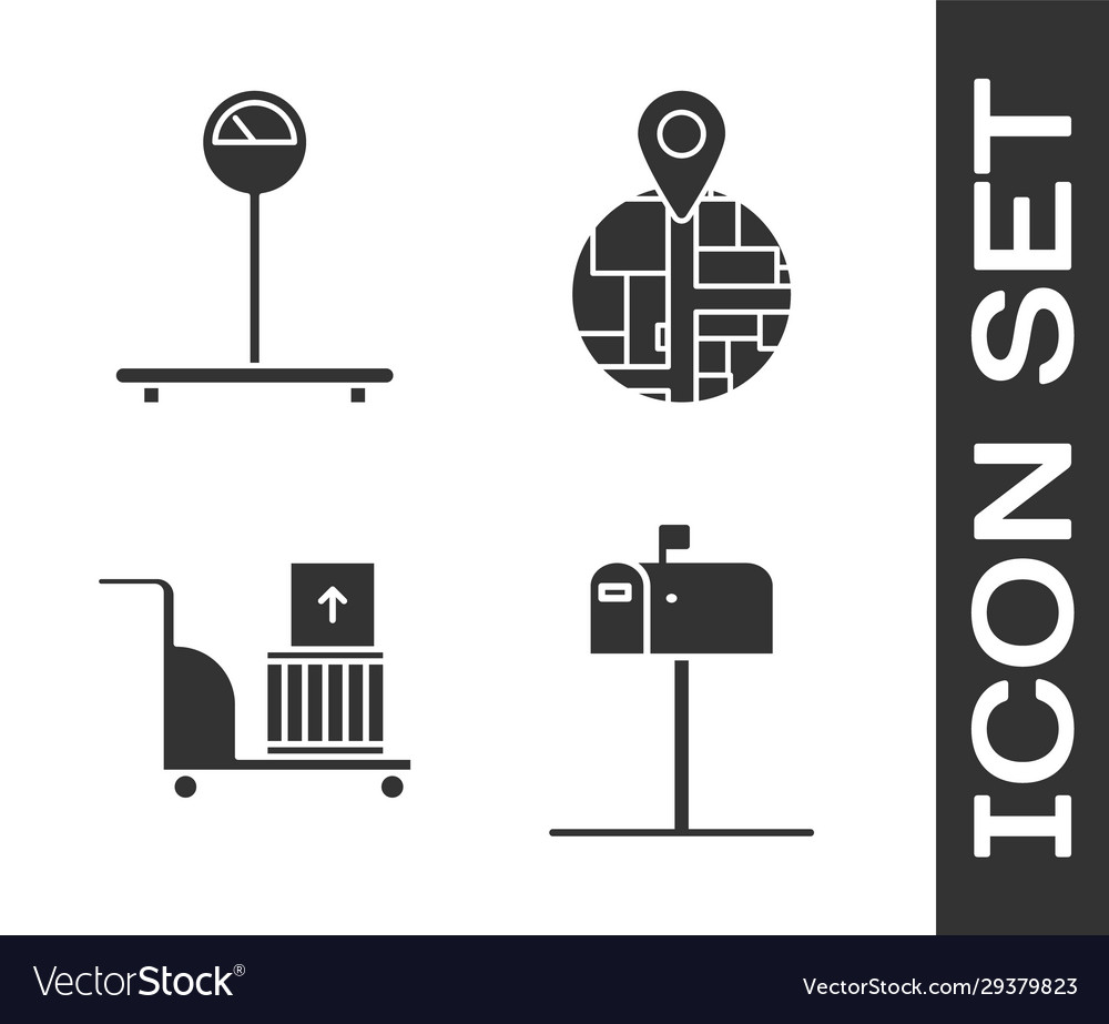 Set open mail box scale electric hand truck Vector Image