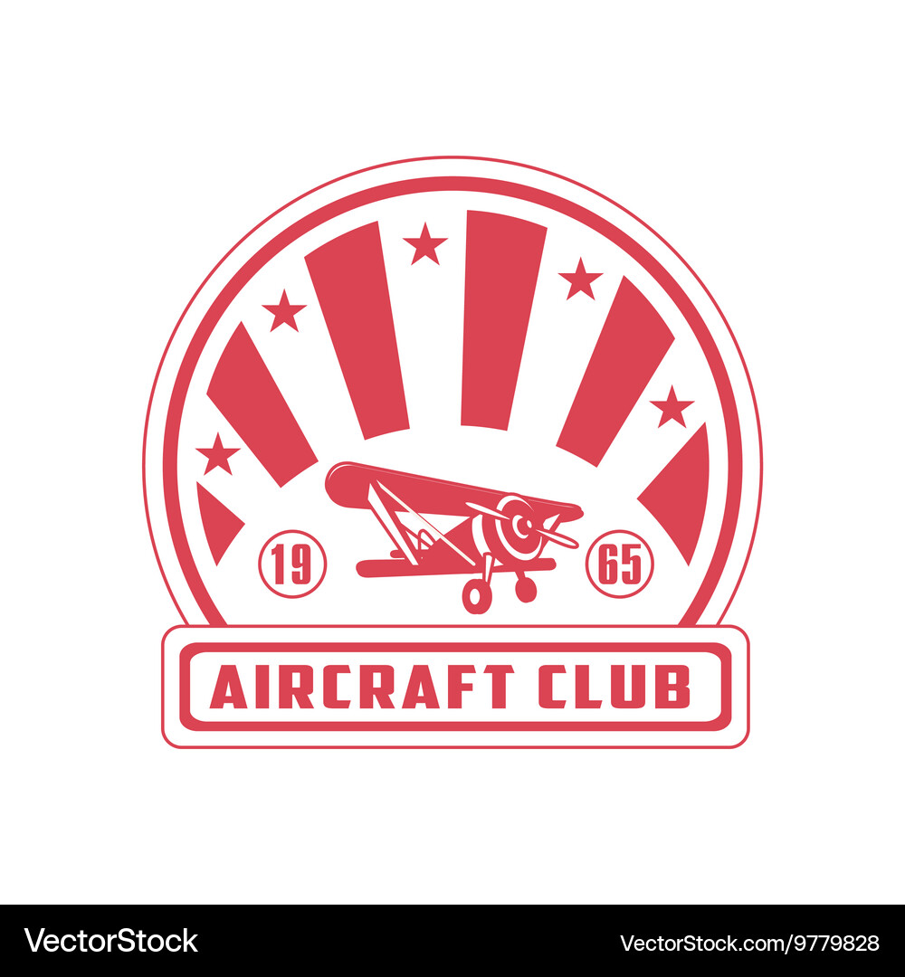 Aircraft club red emblem design Royalty Free Vector Image