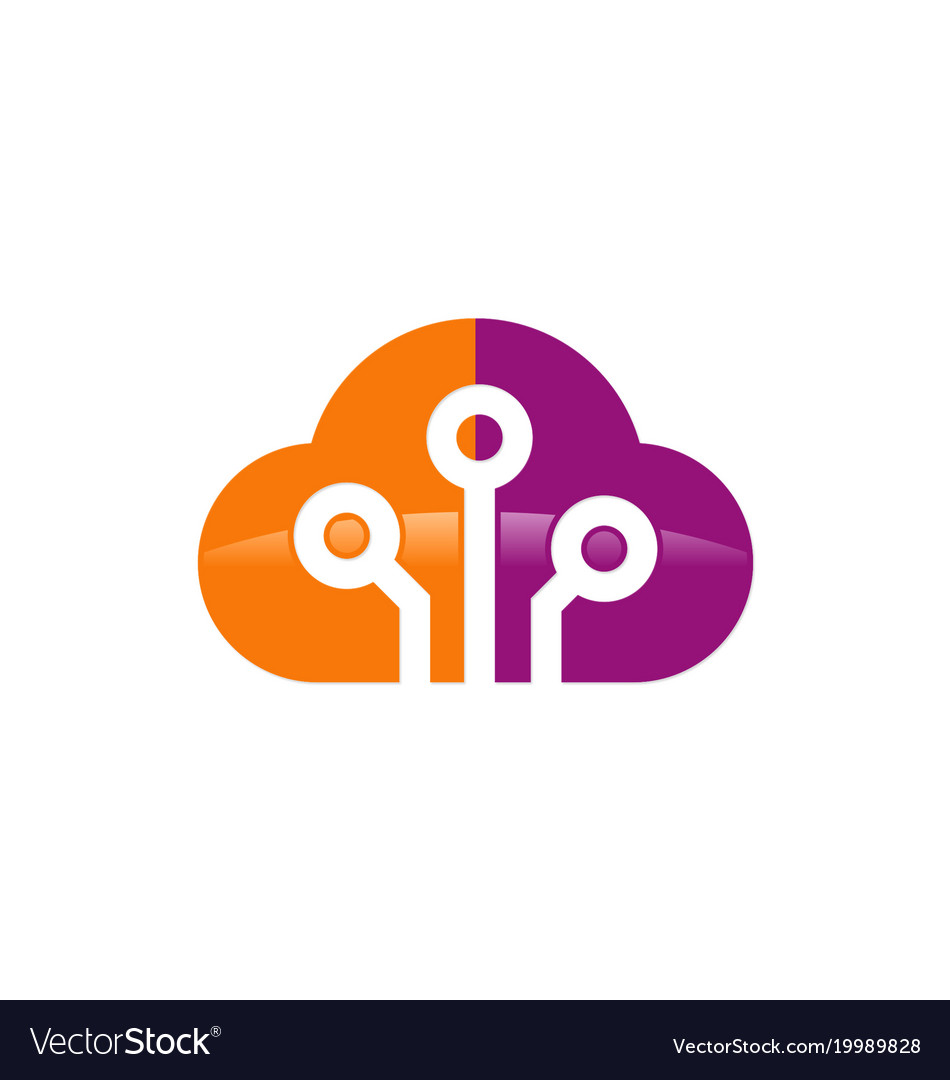 Cloud technology connection logo Royalty Free Vector Image