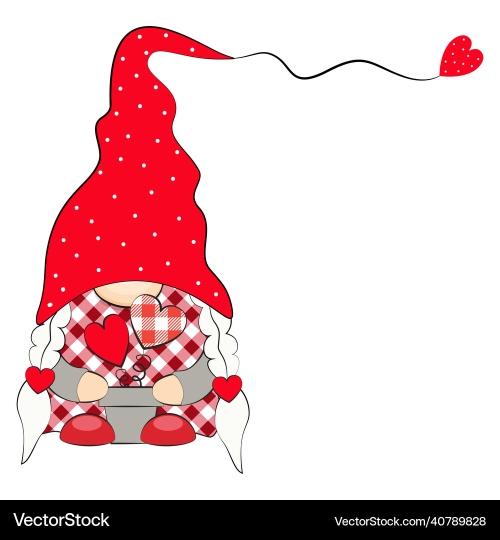 Cute valentines day gnome with heart Royalty Free Vector
