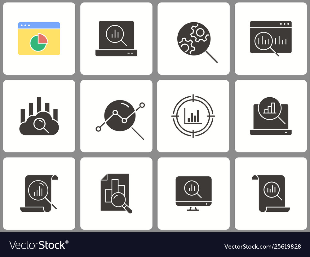 Data analysis icon set isolated Royalty Free Vector Image