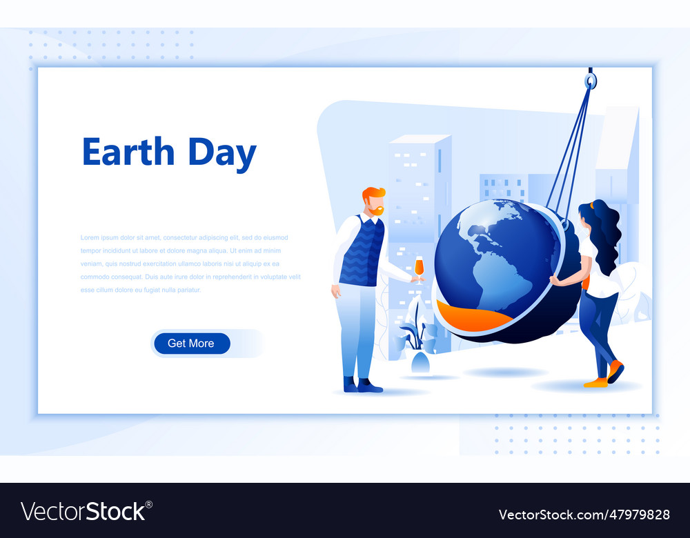 Earth day flat web page design template Royalty Free Vector