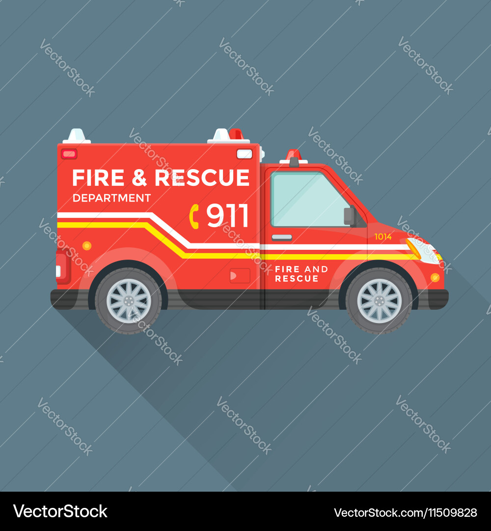 Fire rescue department emergency car Royalty Free Vector