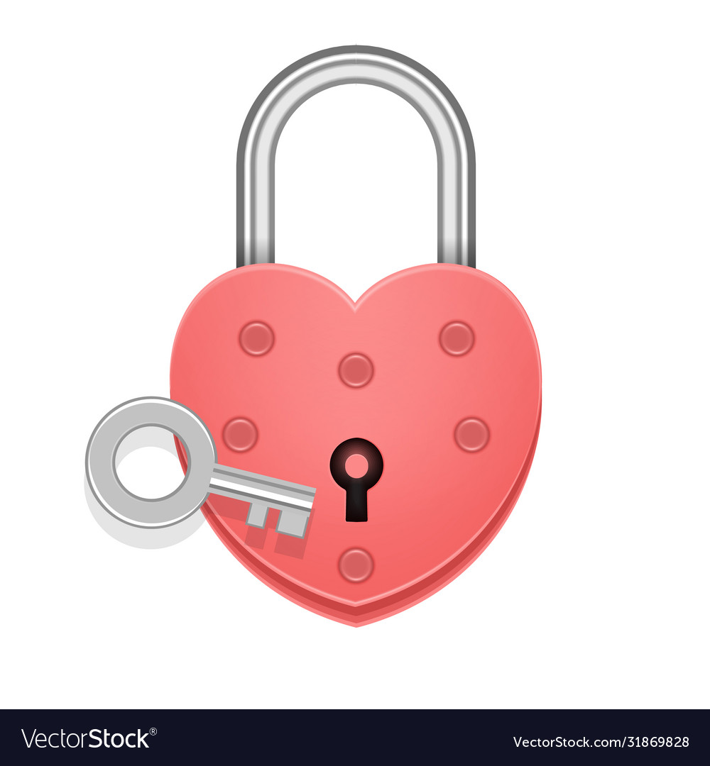 Heart shaped padlock with key valentines day love Vector Image