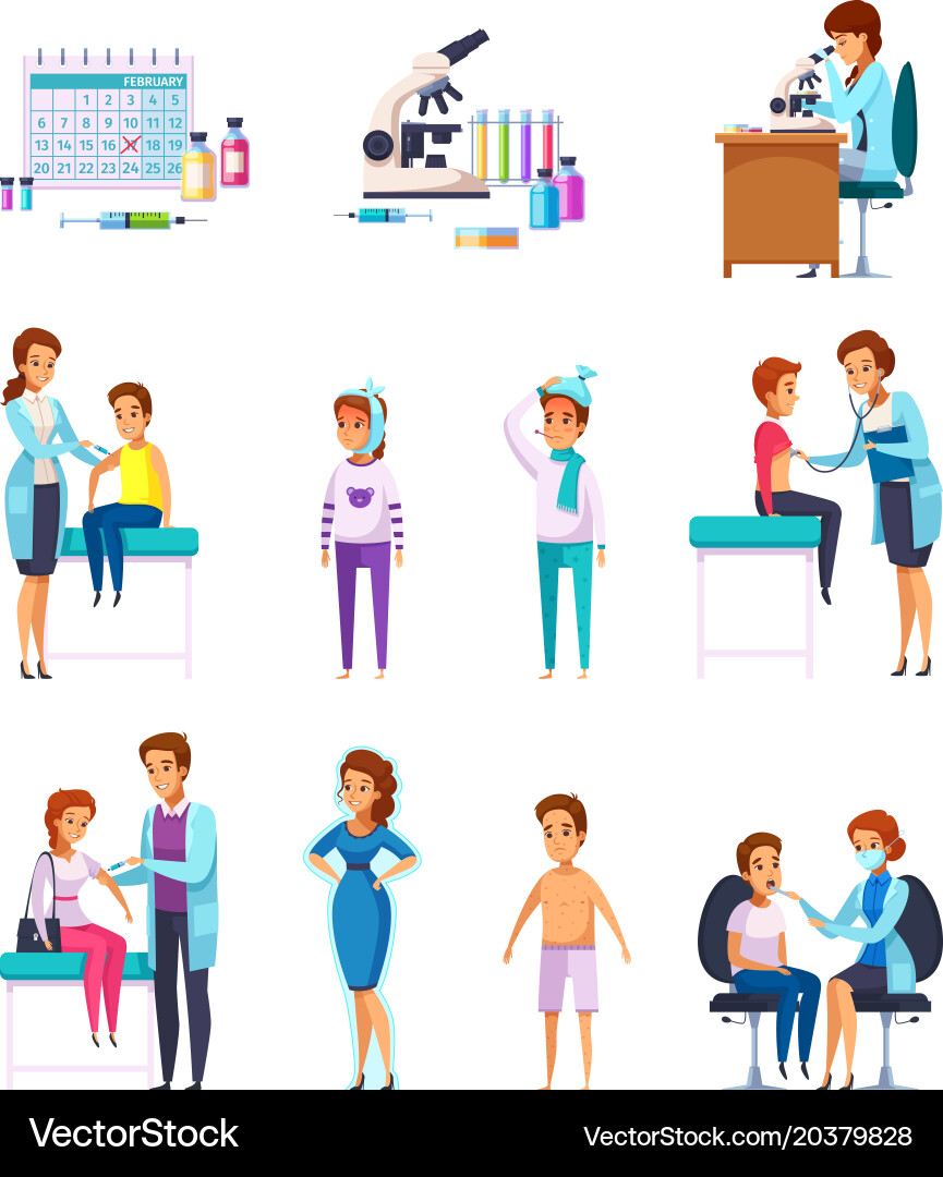 Immunity kids cartoon collection Royalty Free Vector Image