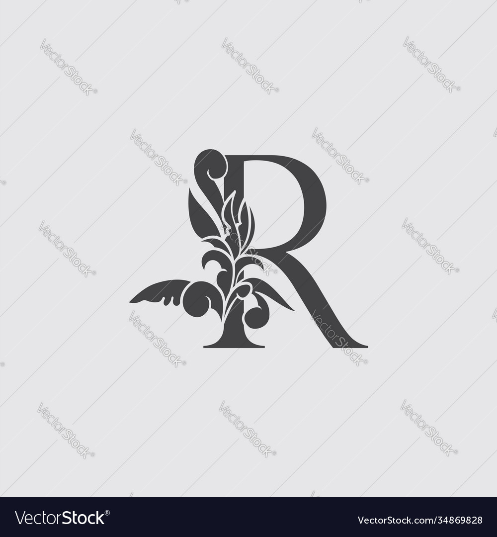 Monogram letter r luxury logo icon vintage deco r Vector Image