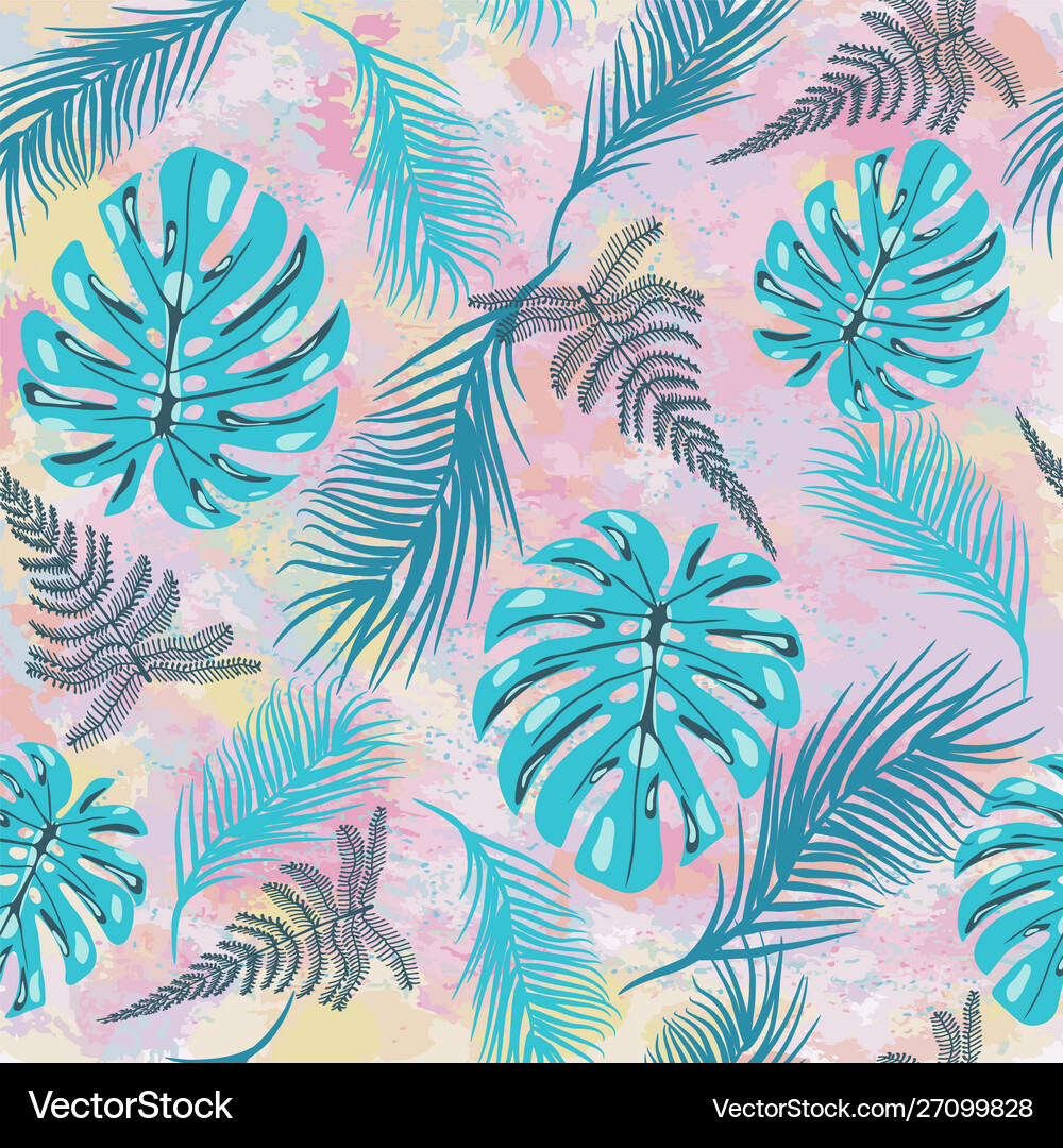 Pattern with tropical monstera leaves tropilal Vector Image