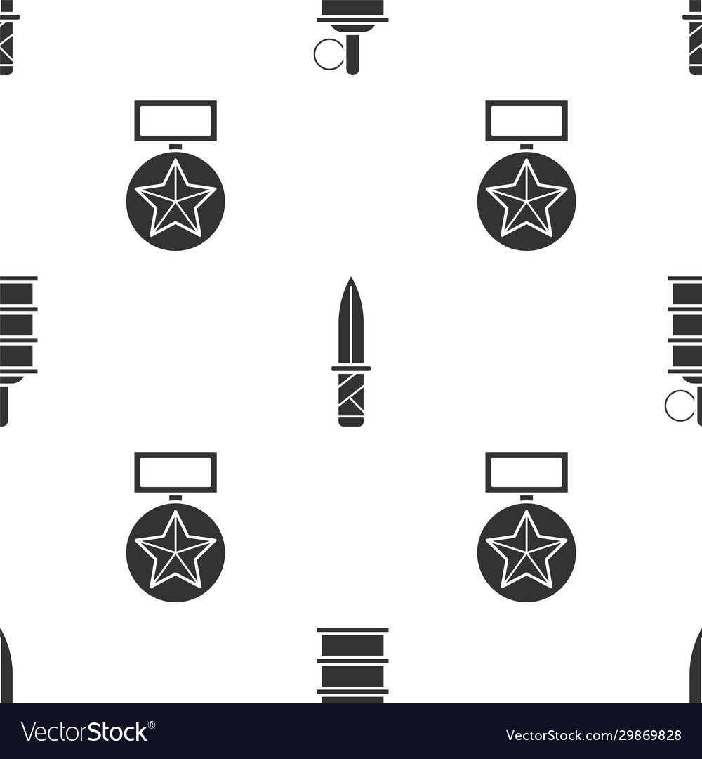 Set hand grenade military knife and military Vector Image