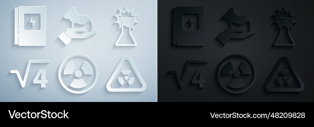Set radioactive test tube and flask square root Vector Image