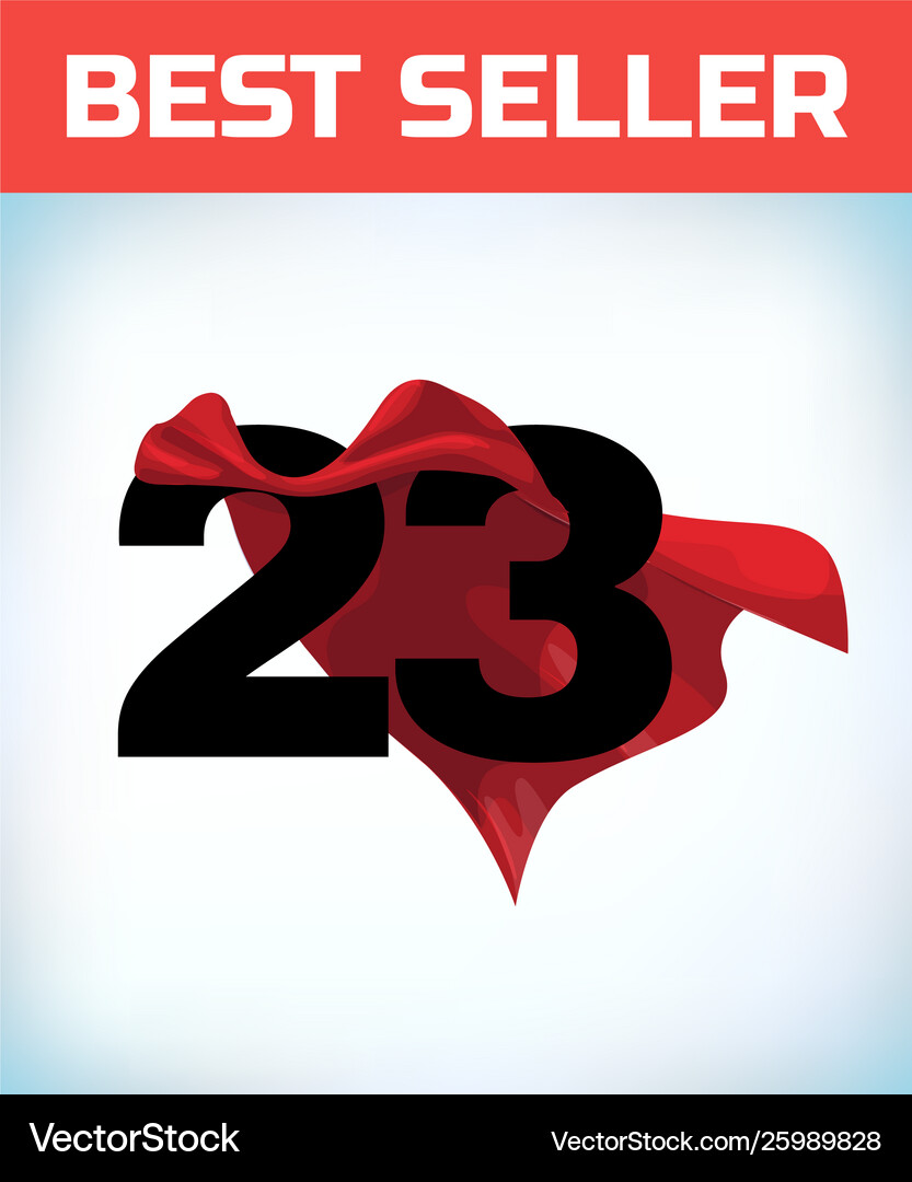 Twenty three in red hero cape super cloak Vector Image