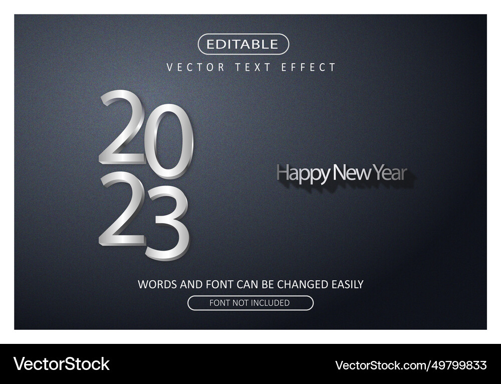 2023 new year celebration siler color text design Vector Image