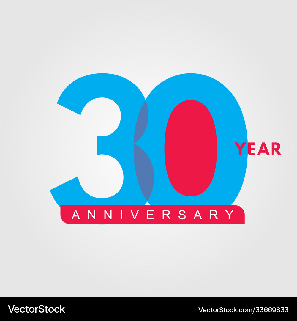 30 year anniversary template design Royalty Free Vector