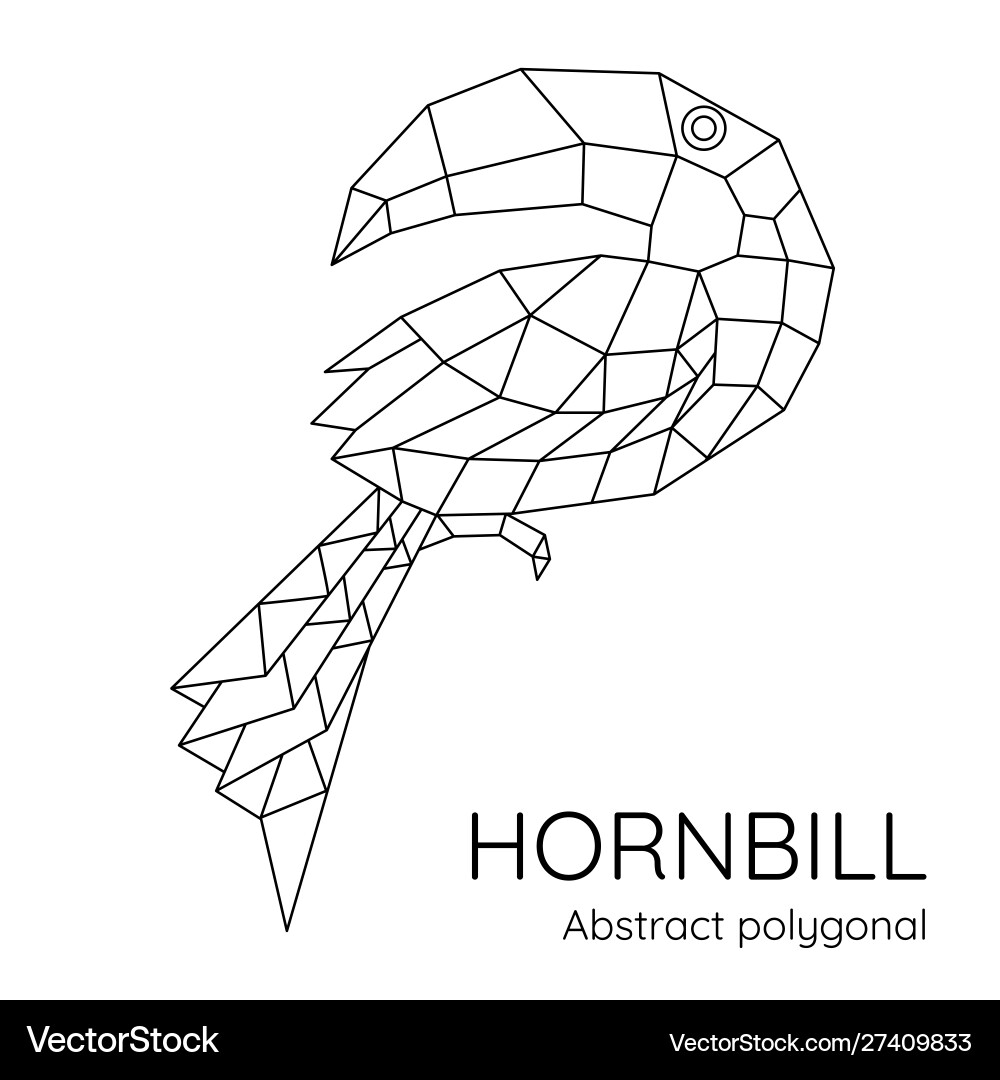 Abstract polygonal geometric hornbill bird Vector Image
