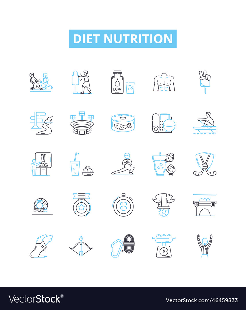 Diet nutrition line icons set Royalty Free Vector Image