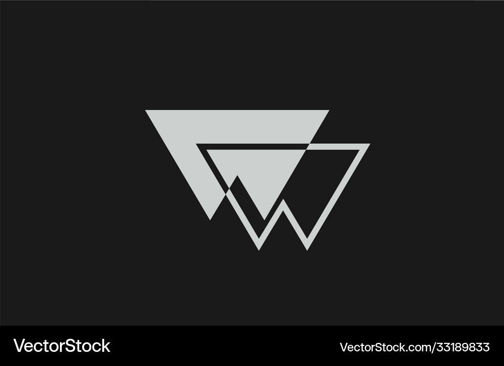 Grey black white w alphabet letter logo icon Vector Image