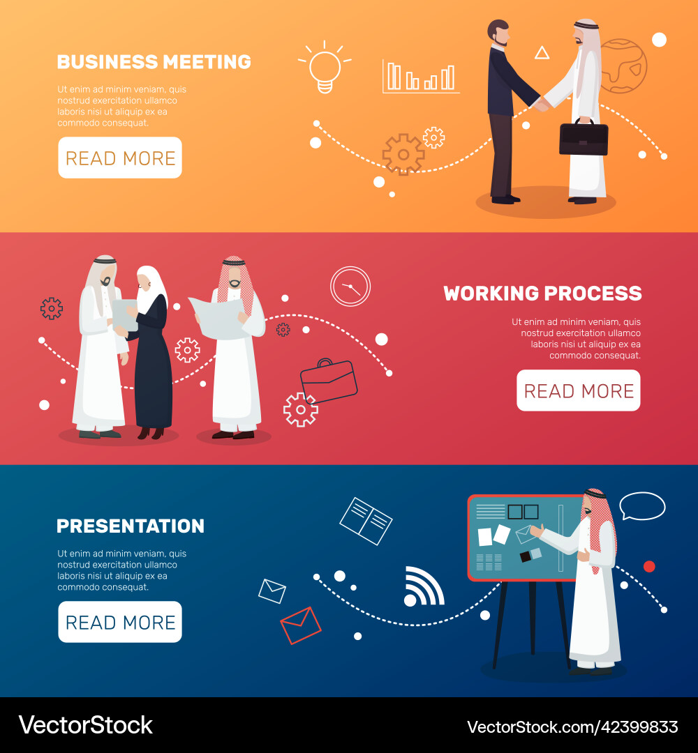 Islamic people business banners Royalty Free Vector Image