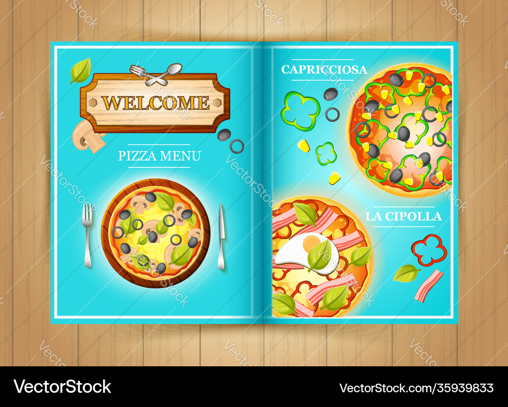 Italian restaurant pizza menu brochure Royalty Free Vector