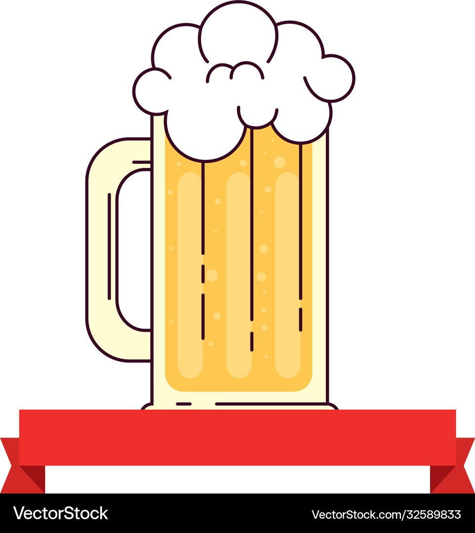 Mug beer with ribbon decoration on white Vector Image