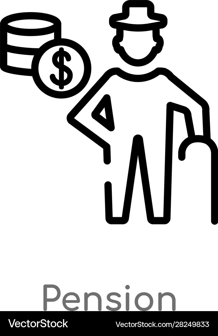 Outline pension icon isolated black simple line Vector Image