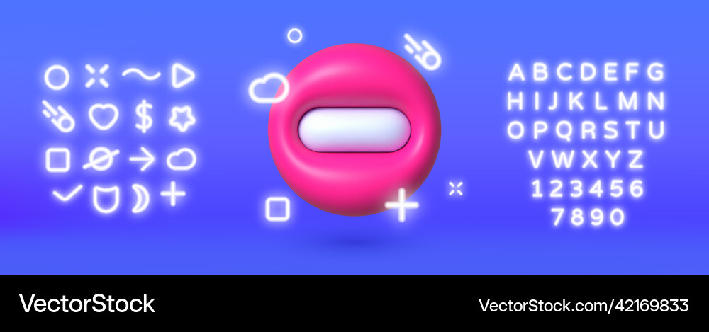 Realistic stop 3d minus neon great design Vector Image