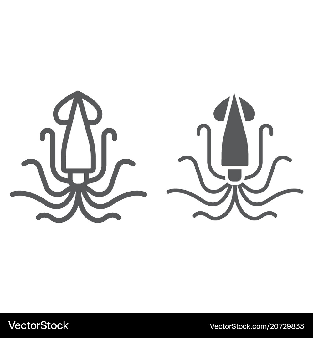 Squid line and glyph icon animal Royalty Free Vector Image
