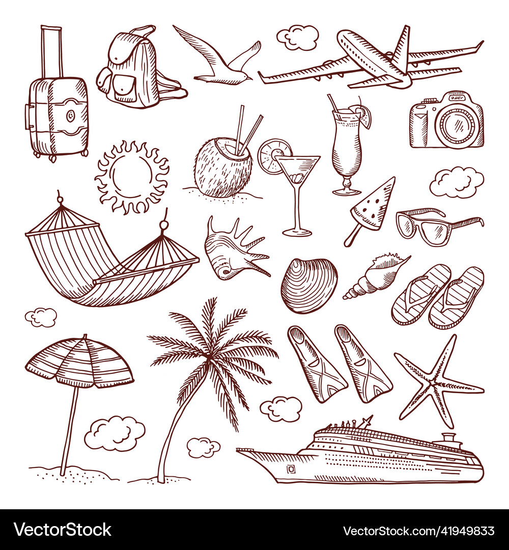 Summer time theme in hand drawn style doodles Vector Image