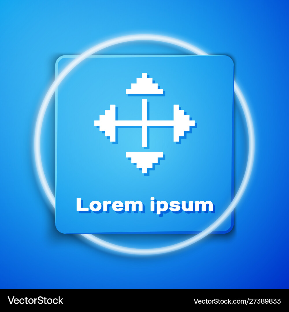 White pixel arrows in four directions icon Vector Image