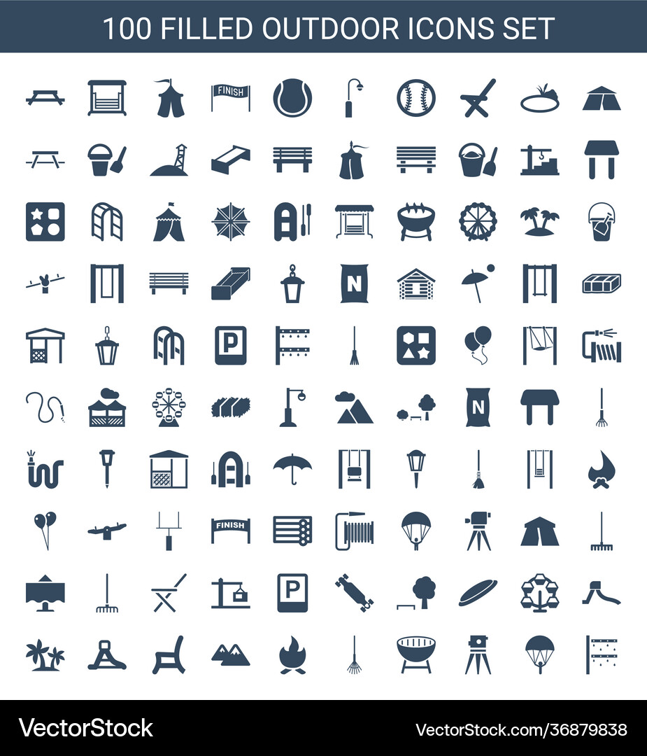 100 outdoor icons Royalty Free Vector Image - VectorStock