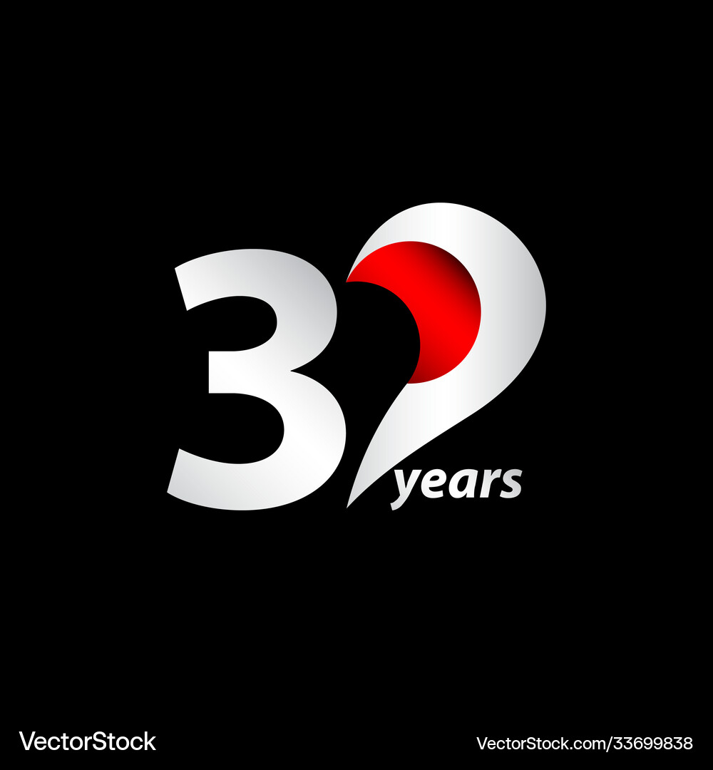 30 years anniversary celebration white and red Vector Image
