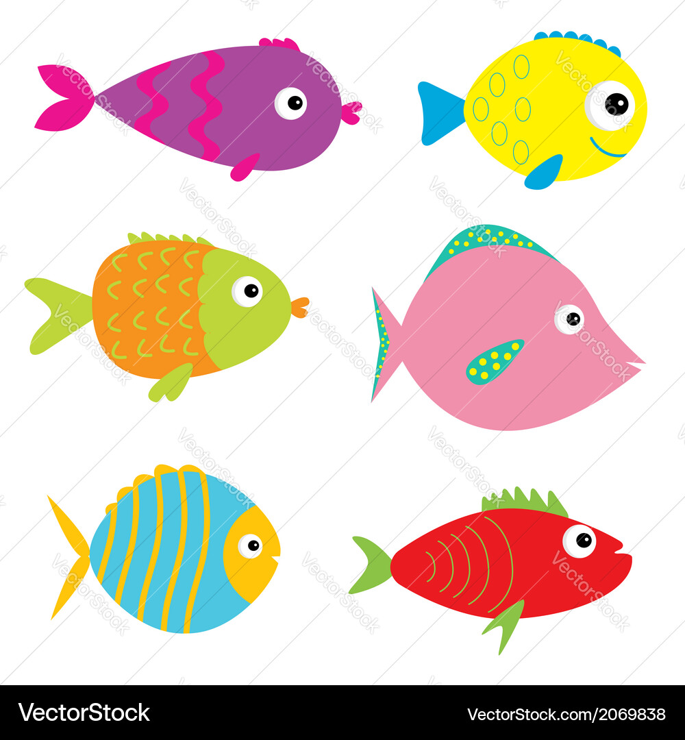 Adorable Cartoon Fish Collection Royalty Free Vector Image