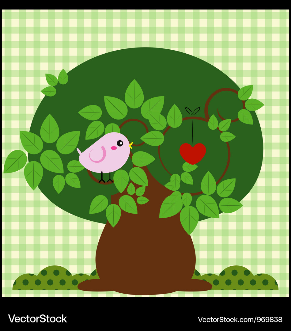 Bird in a tree with love Royalty Free Vector Image