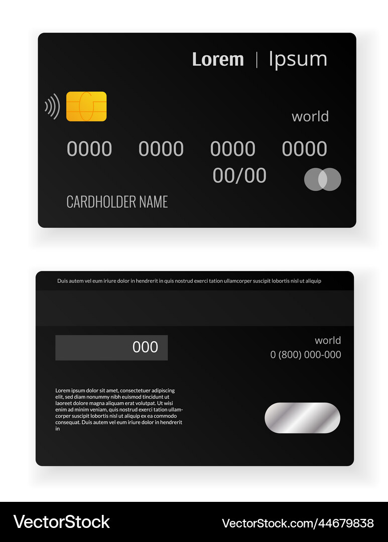 Card credit bank two sided front and back Vector Image