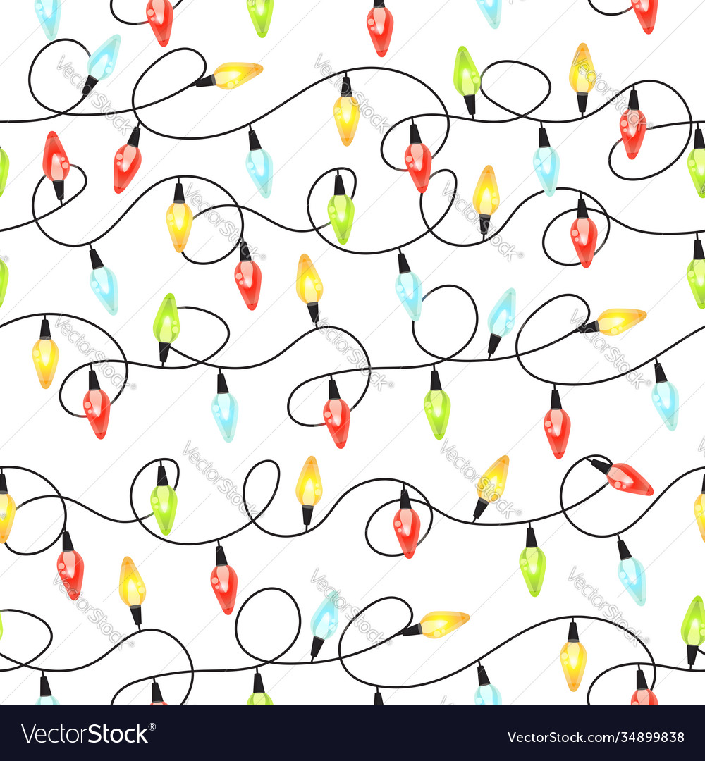Christmas light bulbs seamless pattern colorful Vector Image
