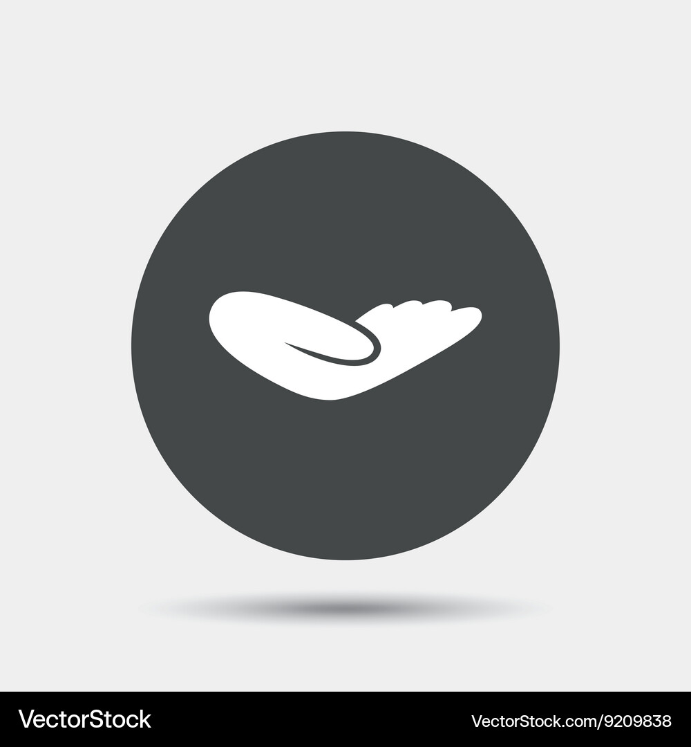Donation hand sign icon charity or endowment Vector Image