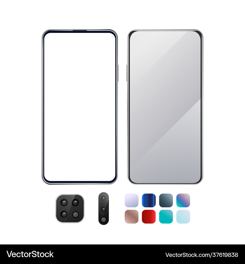 Front back smartphone mockup with camera Vector Image