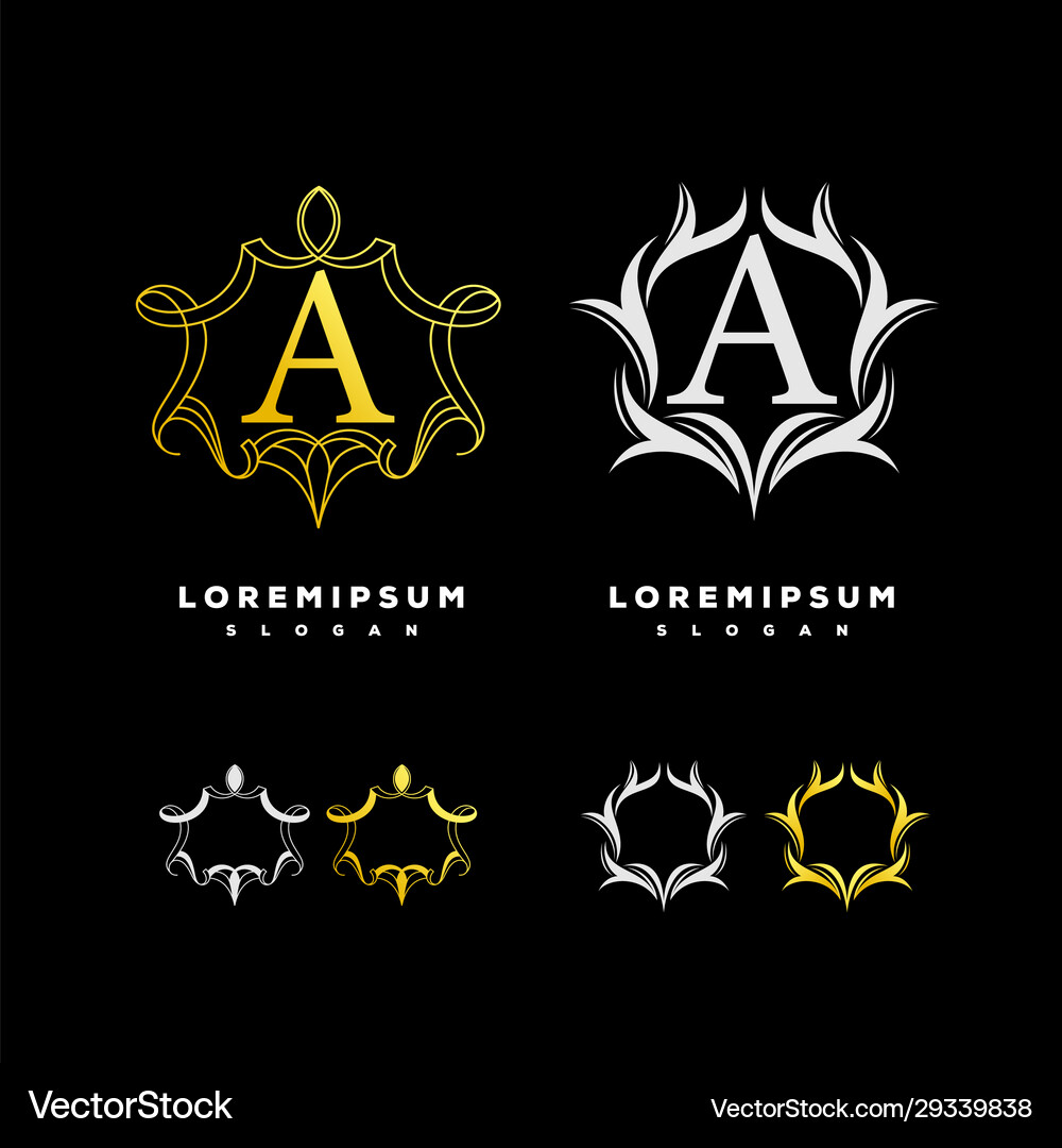 Gold ornament and frame logo design ready to use Vector Image