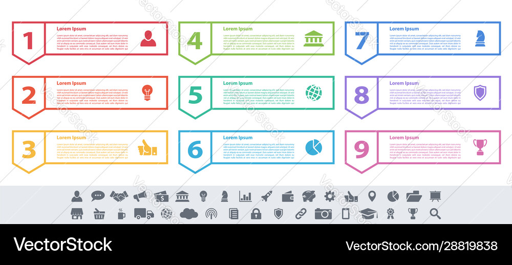Infographic design business concept with 9 steps Vector Image