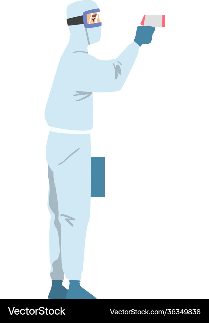 Medical doctor in protective suit checking Vector Image