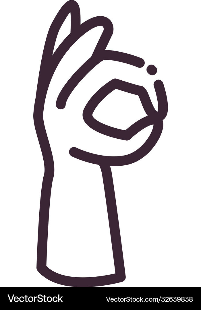 Okey gesture with hand line style icon Royalty Free Vector