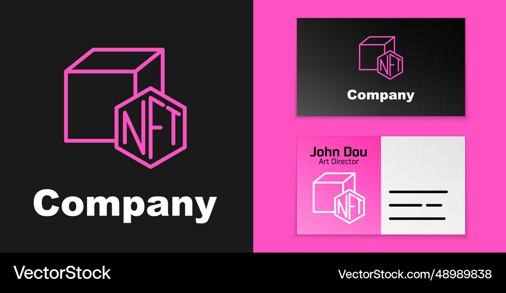 Pink line nft digital crypto art icon isolated Vector Image
