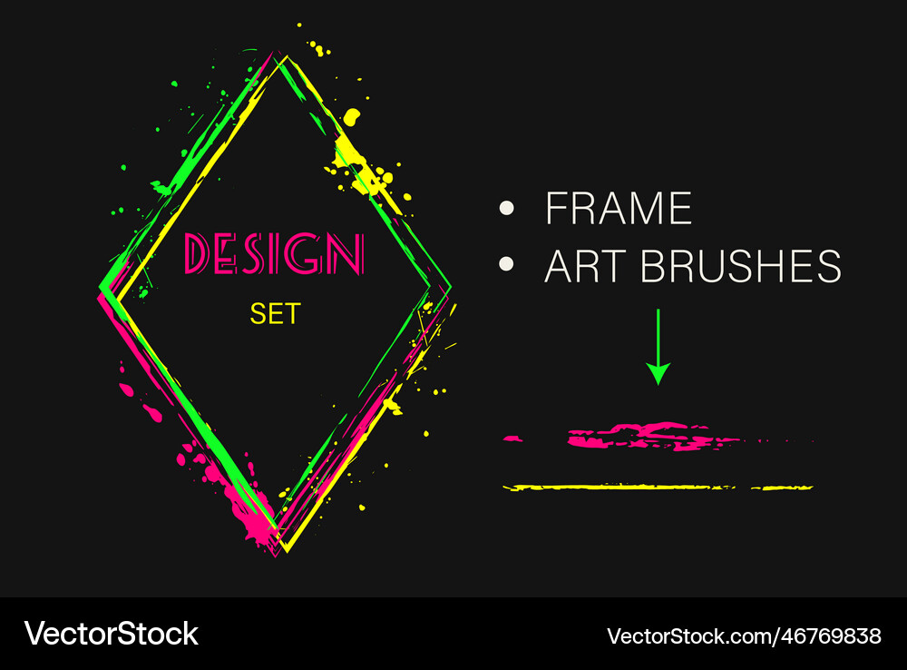 Set of design elements rhombus frame art brush Vector Image