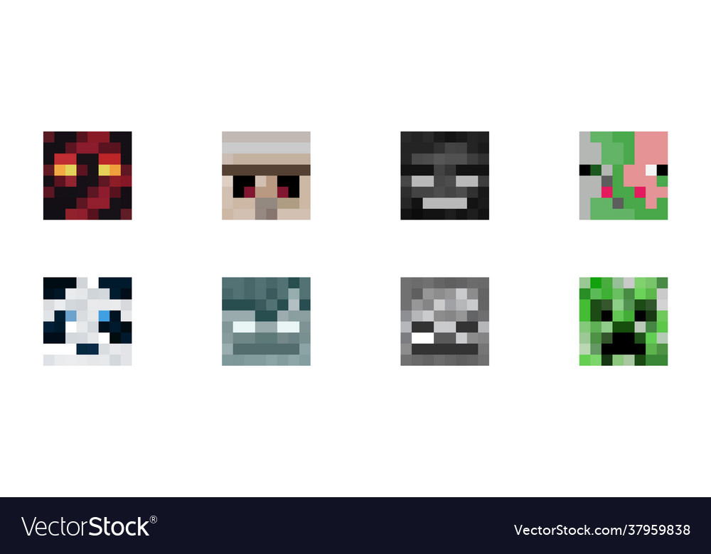 Set pixel avatars heroes game concept Royalty Free Vector