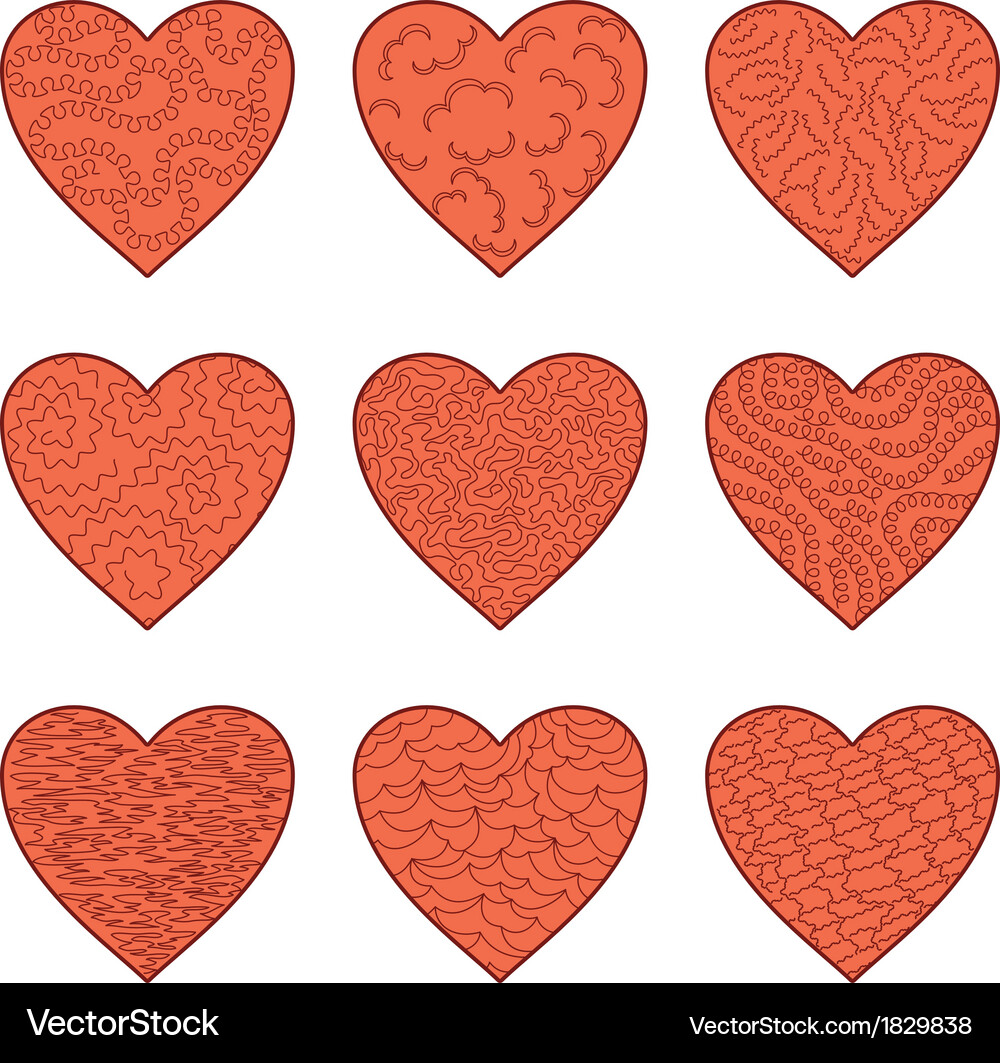 Set valentine hearts Royalty Free Vector Image