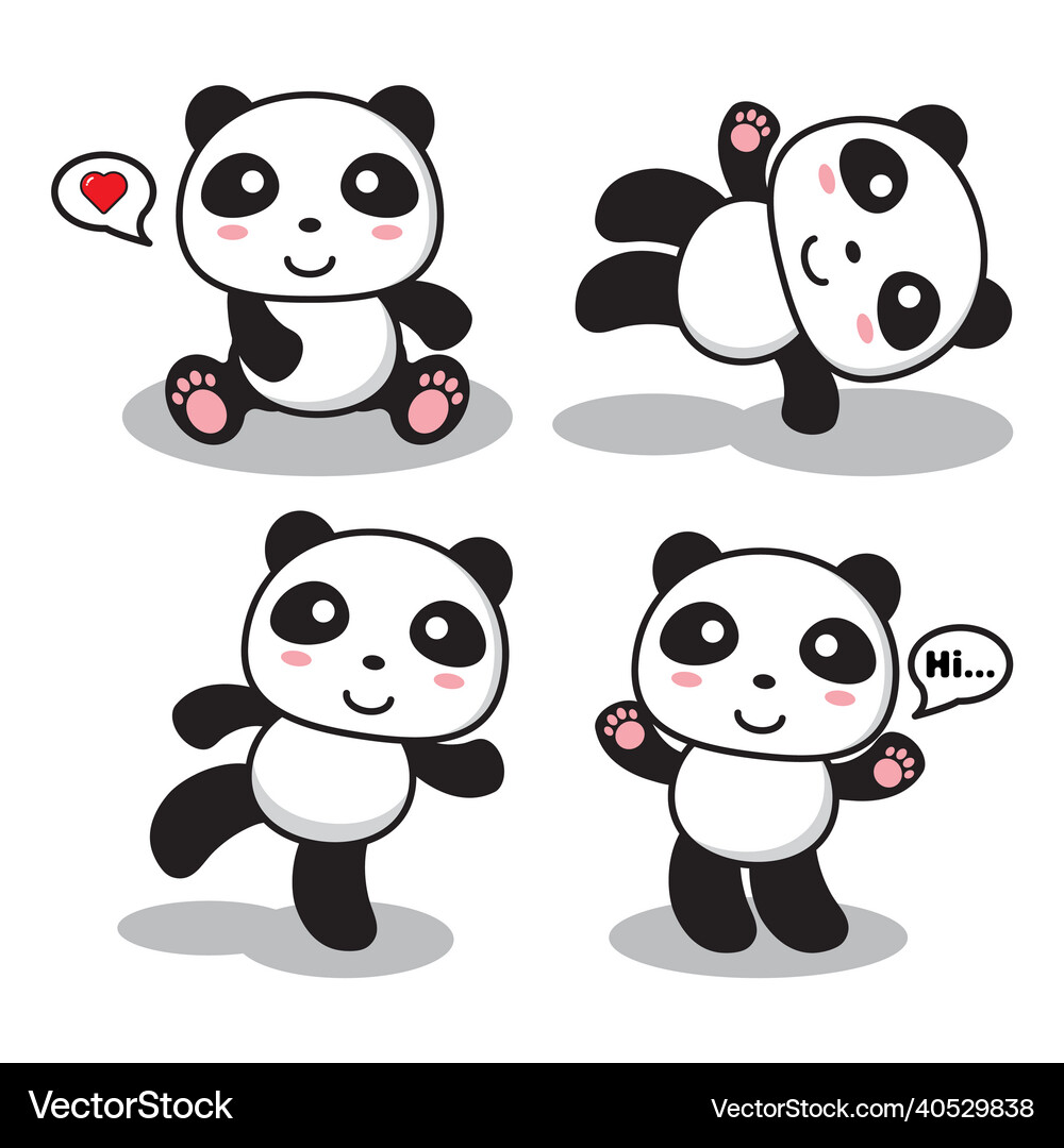 Style expressions of panda set collection Vector Image